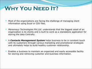 Contacts management system | PPT