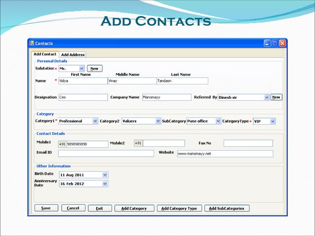 Contacts management system | PPT