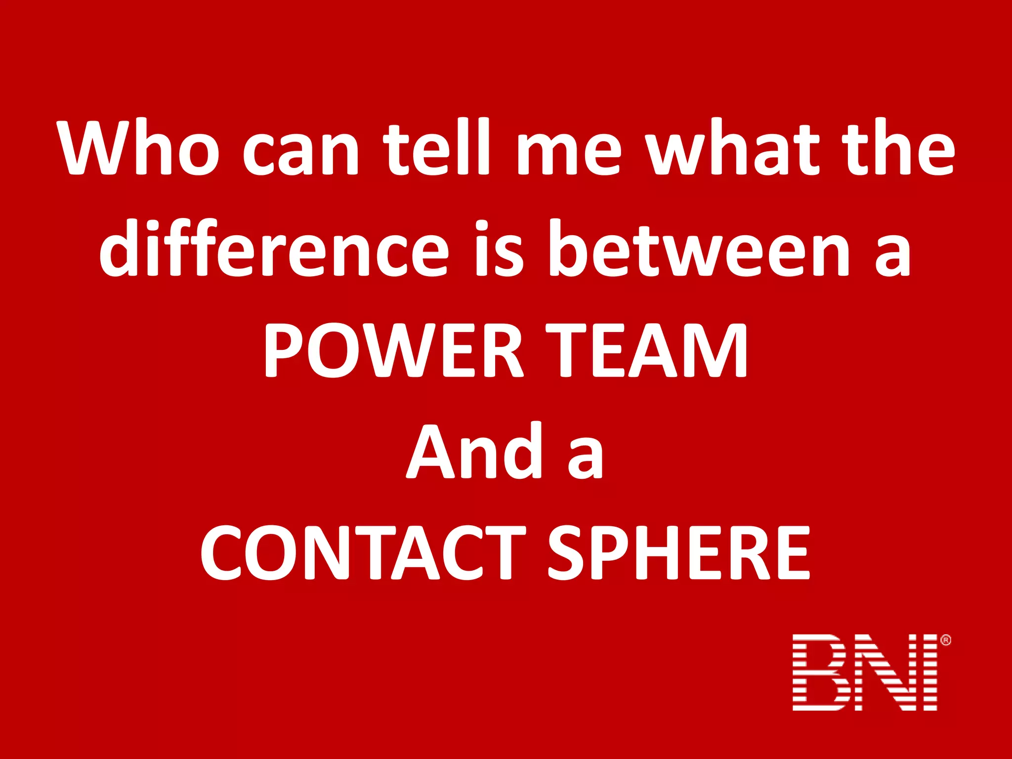 BNI Contact Spheres for the HUB Chapter | PPTX