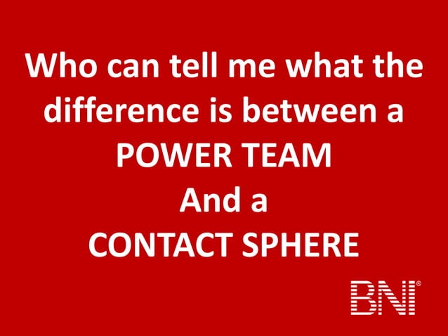 BNI Contact Spheres for the HUB Chapter | PPTX