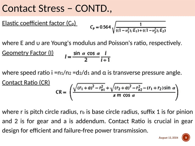 contact stress analysis in gear ( spur gear ) | PPTX | Physics | Science