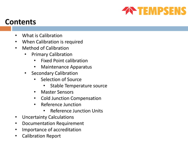Contact temperature sensor calibration | PPTX