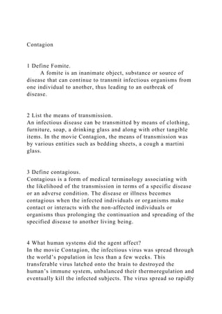 Contagion 1 Define Fomite.A fomite is an inanimate object.docx