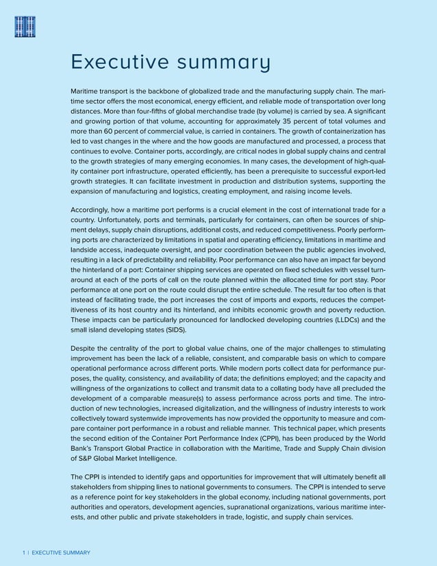 TRANSPORT GLOBAL PRACTICE The Container Port PERFORMANCE INDEX 2021 | PDF