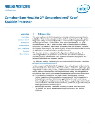 Container Bare Metal for 2nd Generation Intel® Xeon® Scalable Processor ...