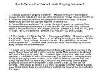 CARGO DRY PAK Container desiccant presentation | PPT