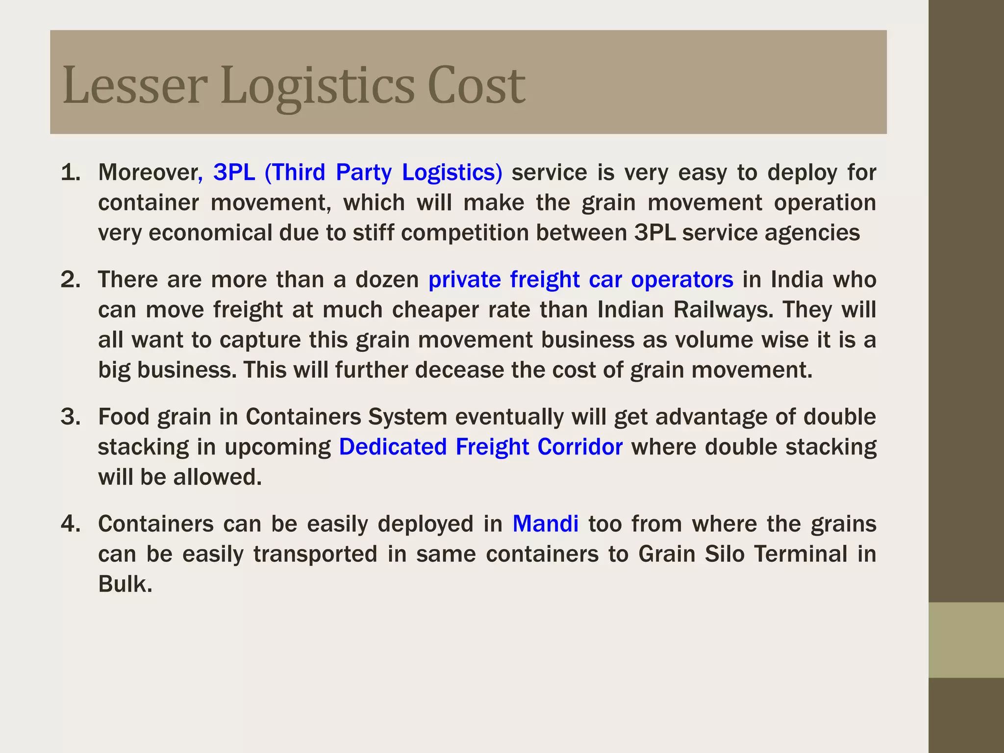 Containerisation of Foodgrain - Future of FCI Foodgrain Movement | PPTX