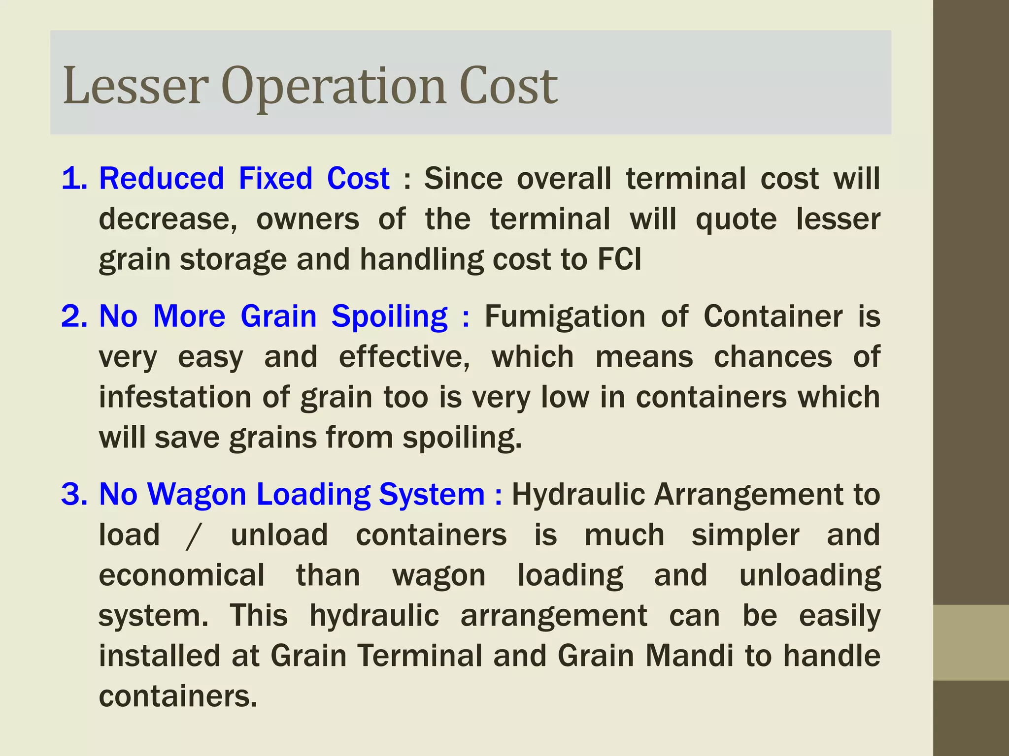 Containerisation of Foodgrain - Future of FCI Foodgrain Movement | PPTX