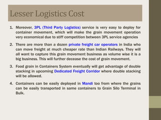 Containerisation of Foodgrain - Future of FCI Foodgrain Movement | PPTX