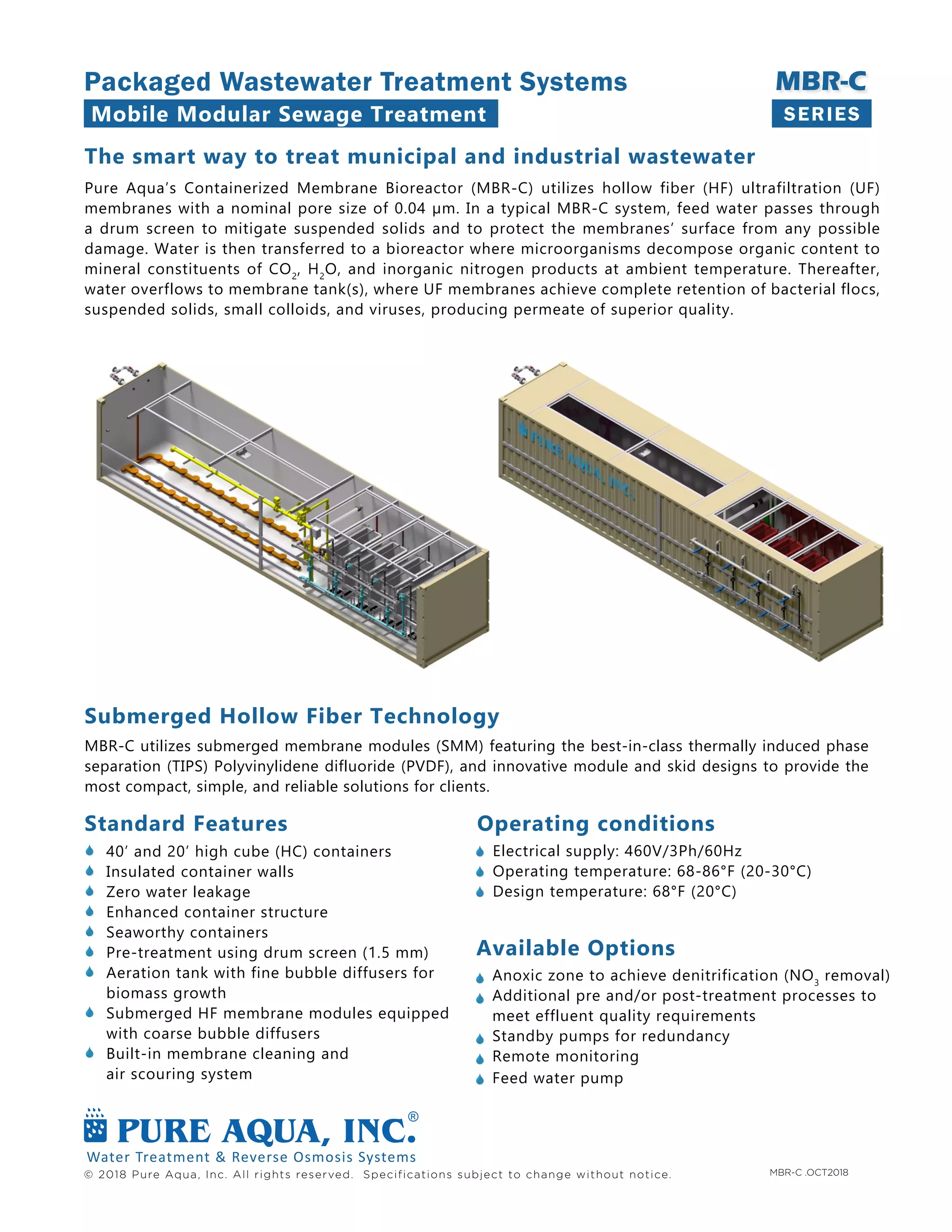 Containerized Membrane BioReactor Wastewater Treatment System (MBR-C) | PDF