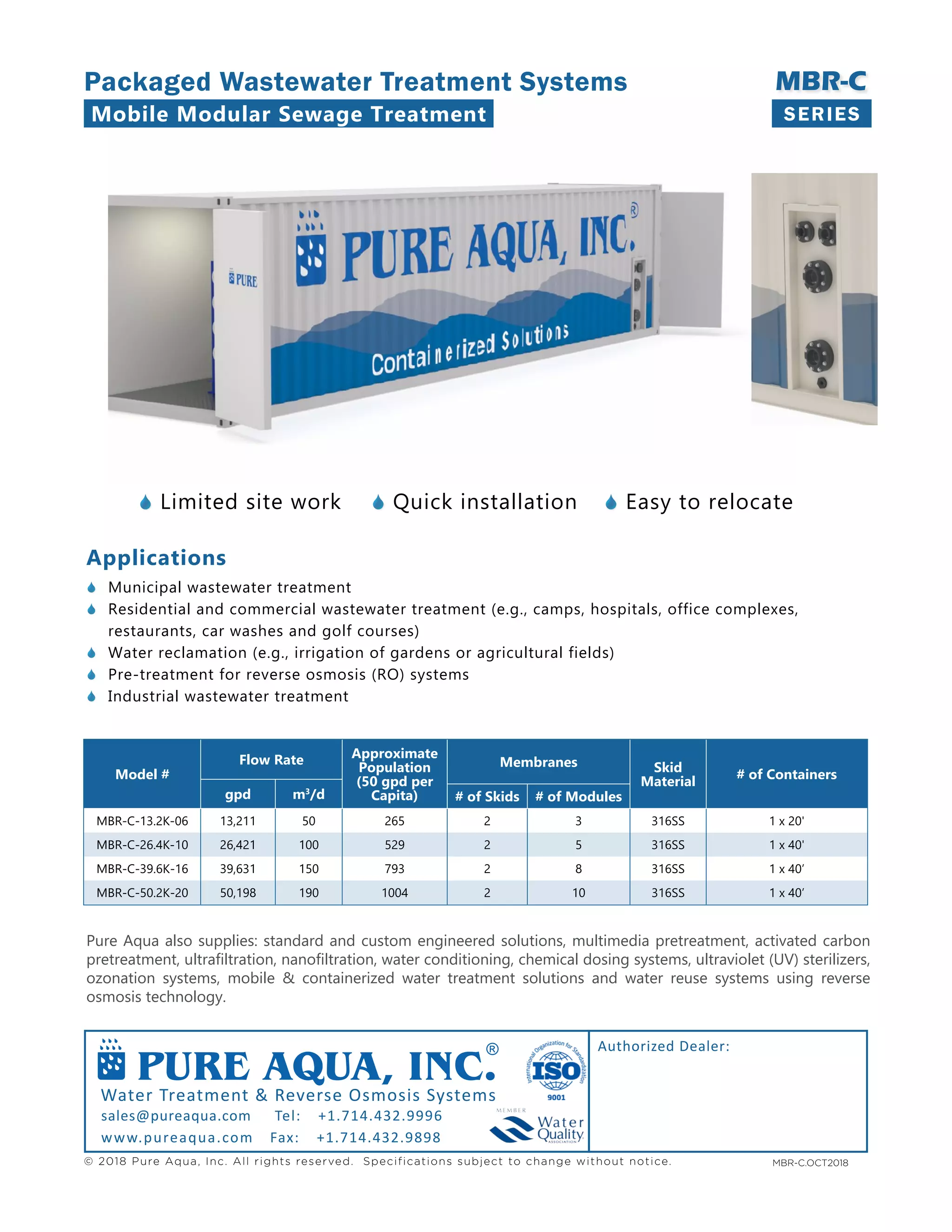 Containerized Membrane BioReactor Wastewater Treatment System (MBR-C) | PDF