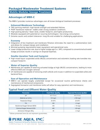 Containerized Membrane BioReactor Wastewater Treatment System (MBR-C) | PDF