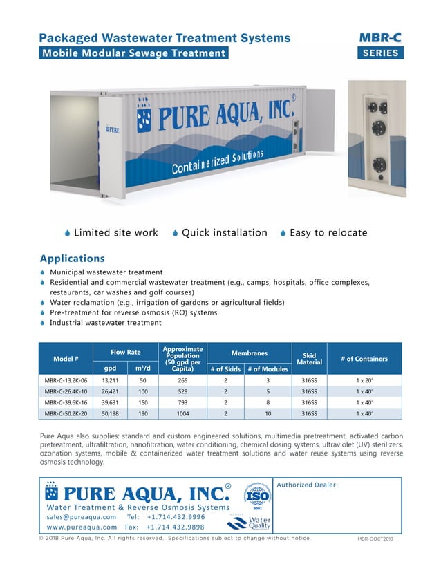 Containerized Membrane BioReactor Wastewater Treatment System (MBR-C) | PDF