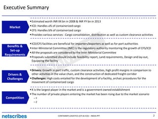 Container Logistics (Cfs & Icd) India Sample | PDF