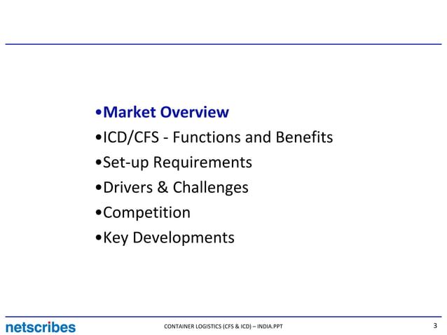 Container Logistics (Cfs & Icd) India Sample | PPT
