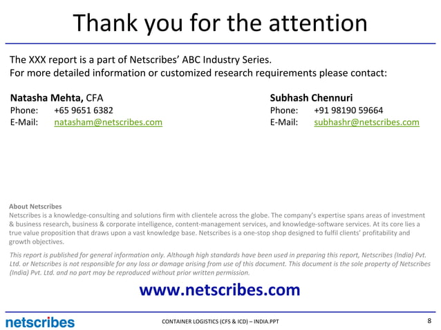 Container Logistics (Cfs & Icd) India Sample | PDF
