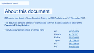 Container Pricing for IBM Z – Payments Pricing Solution | PPT