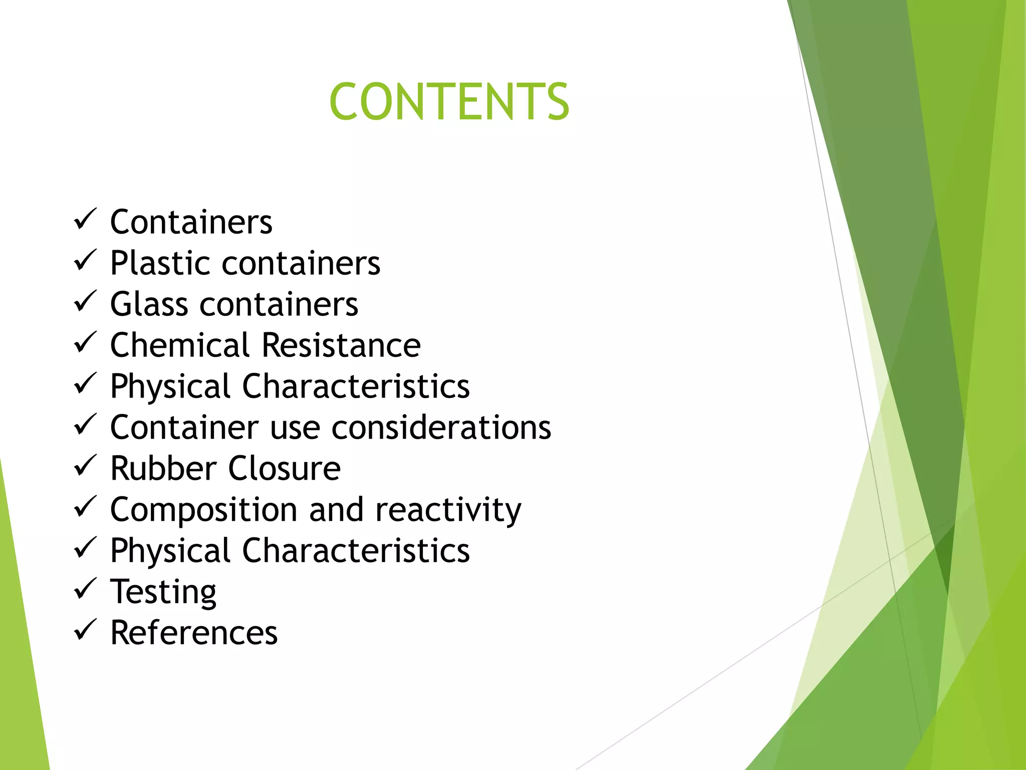 Containers and closures for parenteral preparations | PPTX