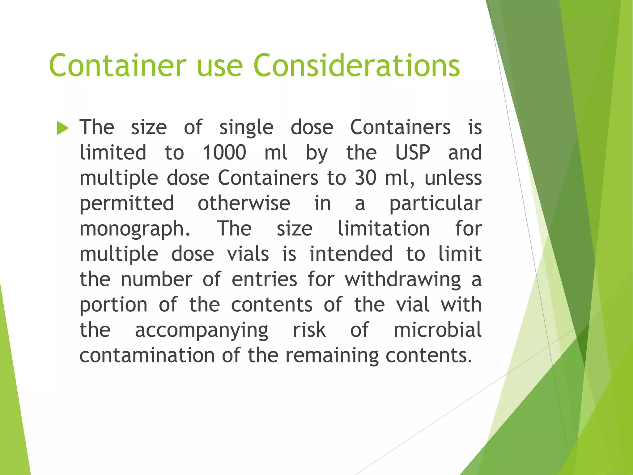 Containers and closures for parenteral preparations | PPTX