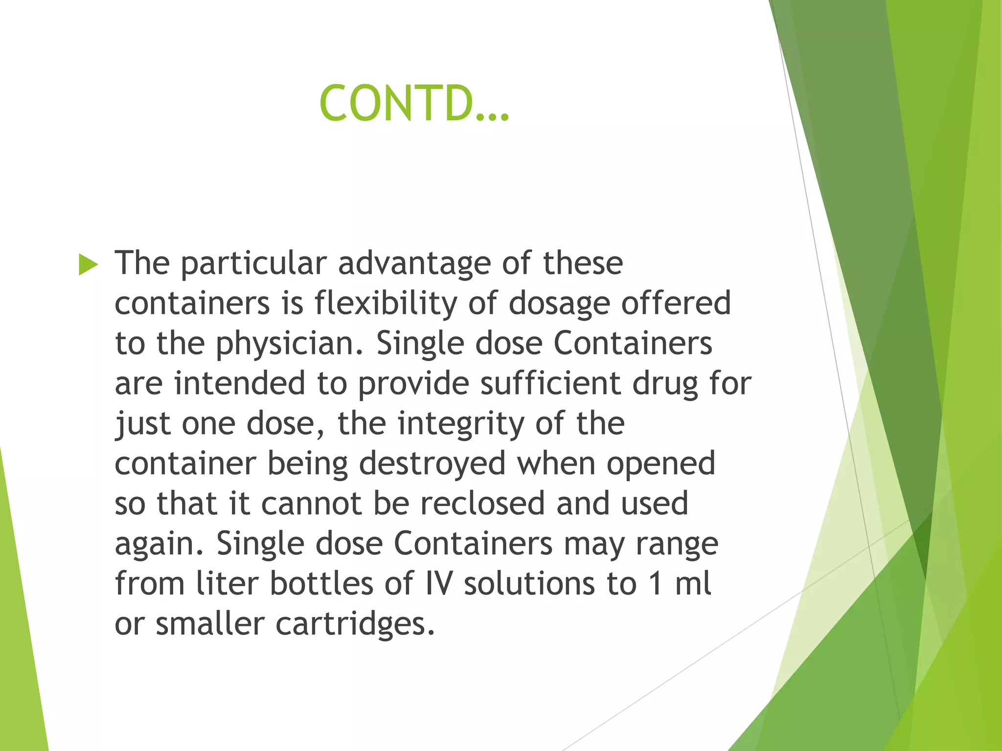 Containers and closures for parenteral preparations | PPTX