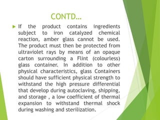 Containers and closures for parenteral preparations | PPTX