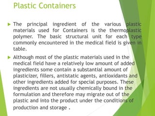 Containers and closures for parenteral preparations | PPTX