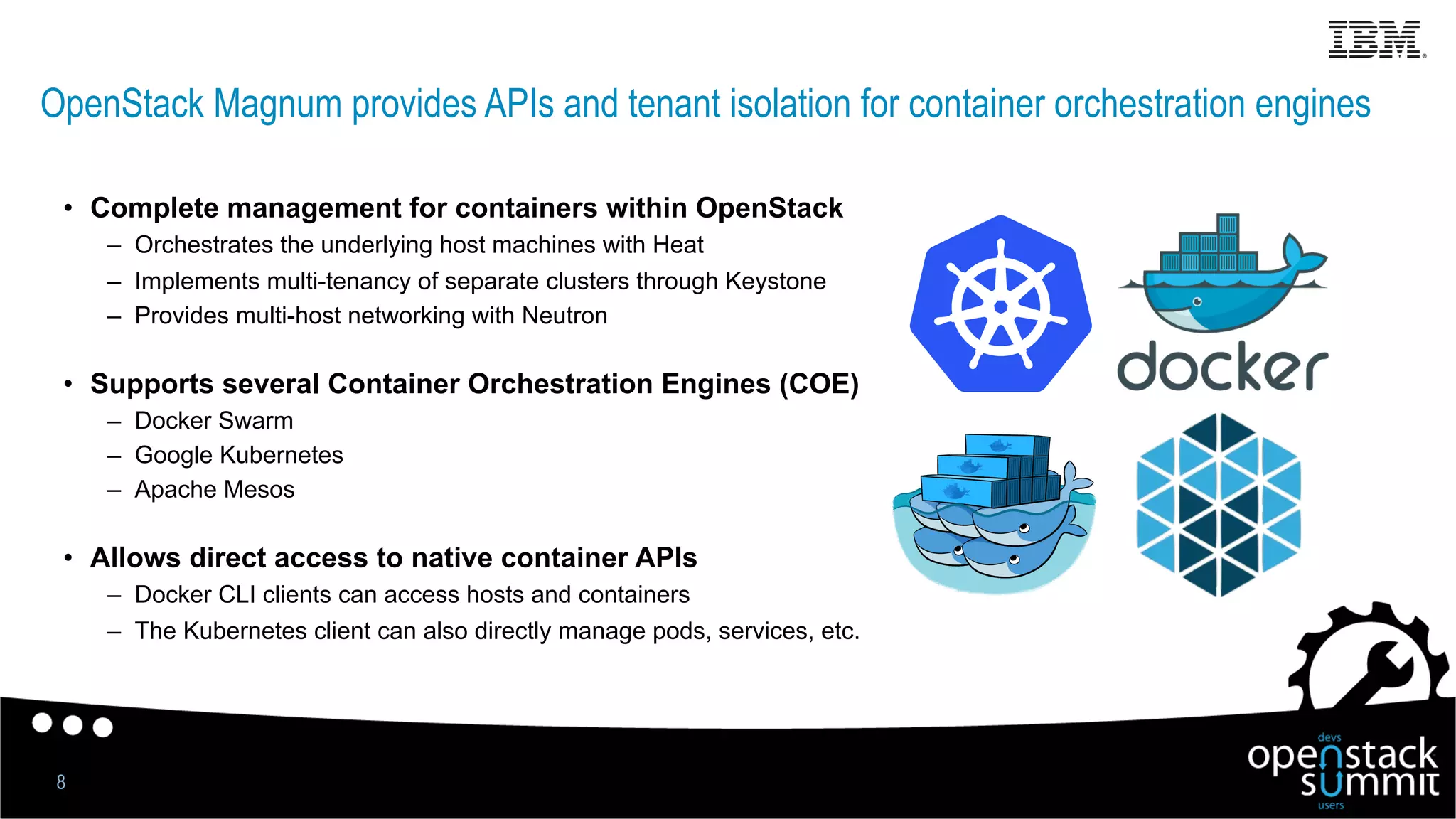 The Containers Ecosystem, the OpenStack Magnum Project, the Open ...