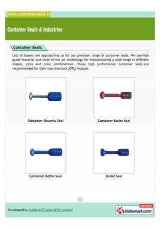 Container Seals & Industries, Chennai, Value Seal | PDF