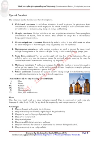 Containers and Closures for Pharmaceuticals MANIK | PDF