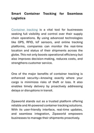 Smart Container Tracking for Seamless Logistics | PDF