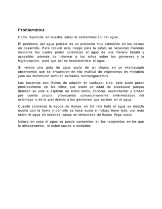 contaminación del agua potable: PROYECTO GOTITAS SALUDABLES | DOCX