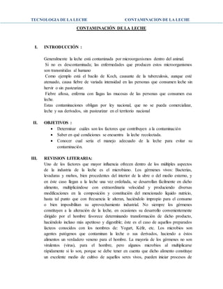 Contaminacion de la leche | DOCX