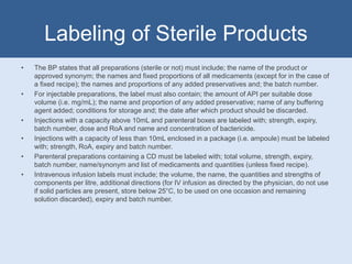 Contamination control and sterile manufacturing | PPTX