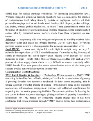 Contamination Controlled Cotton & Yarn | PDF