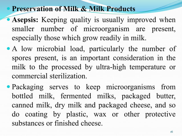 Contamination spoilage and preservation of milk and milk products ...