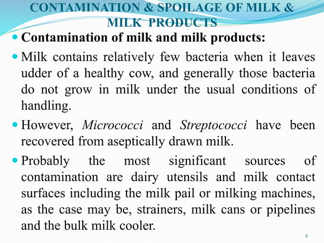Contamination spoilage and preservation of milk and milk products ...