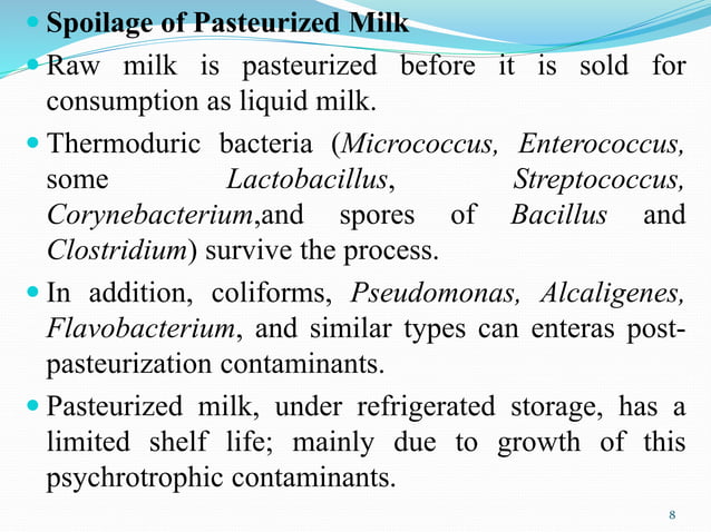Contamination spoilage and preservation of milk and milk products ...