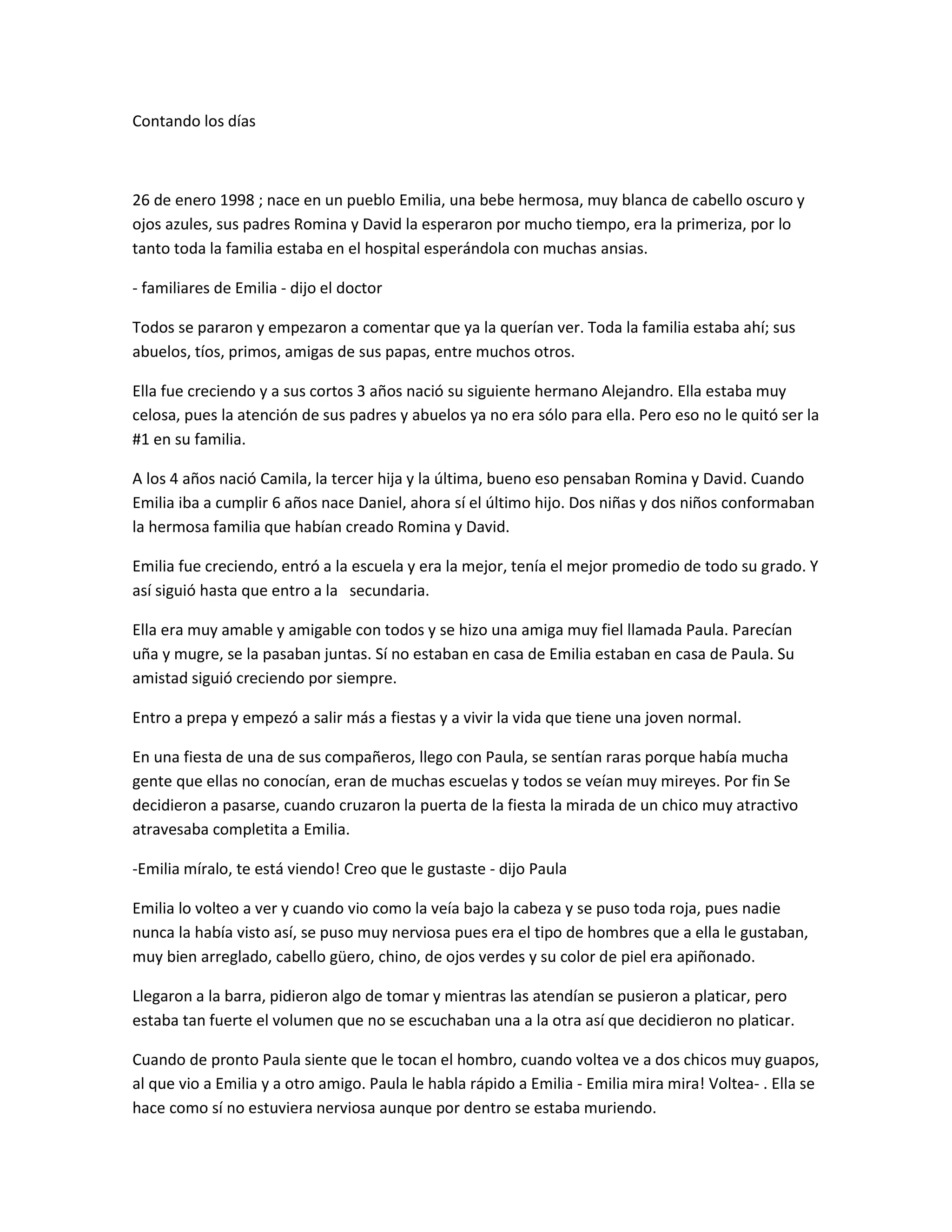 Contando los días | DOCX
