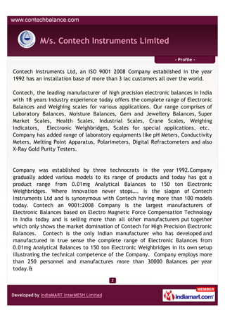 M/s. Contech Instruments Limited, Navi Mumbai, Electronic Balances | PDF