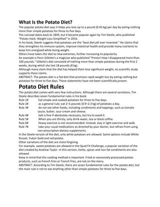 Potato Diet Rules | PDF