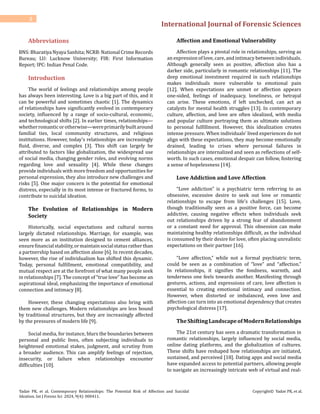 Contemporary Relationships: The Potential Risk of Affection and ...