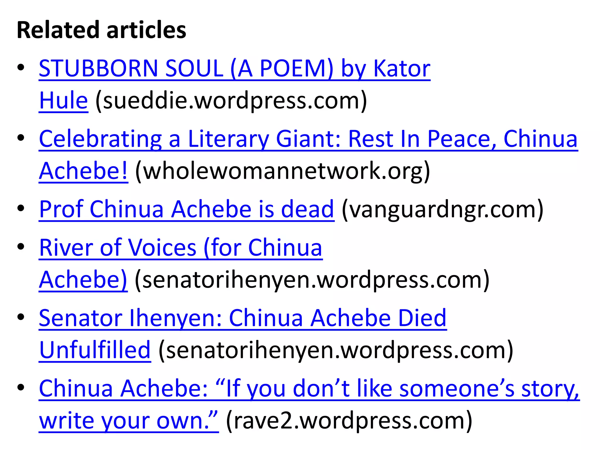 Contemporary African Writers with their write-ups | PPTX | Poetry | Books and Literature