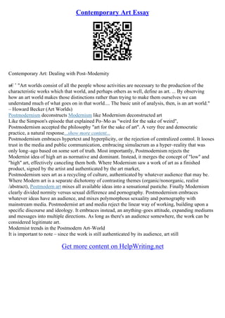 Contemporary Art Essay | PDF