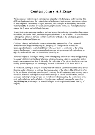 Contemporary Art Essay | PDF