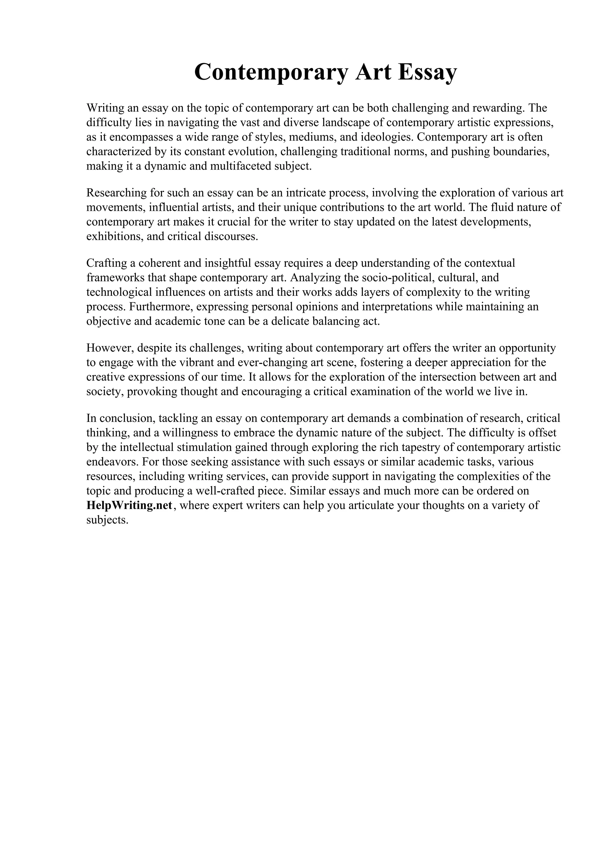 Contemporary Art Essay | PDF