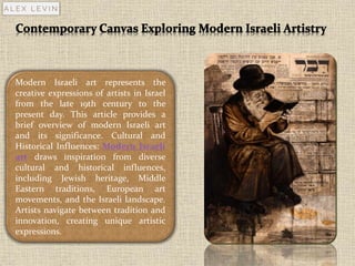 Contemporary Canvas Exploring Modern Israeli Artistry | PPTX