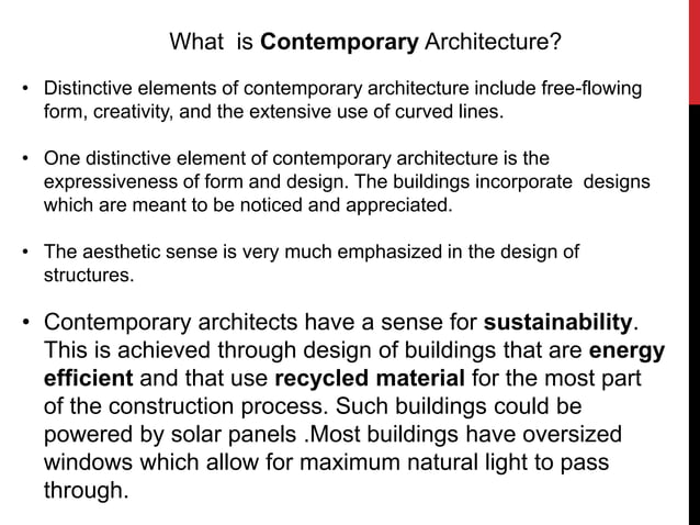 Climate responsive Contemporary architecture | PPTX