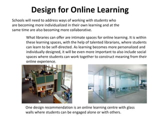 Contemporary college library design concepts presentation | PPT