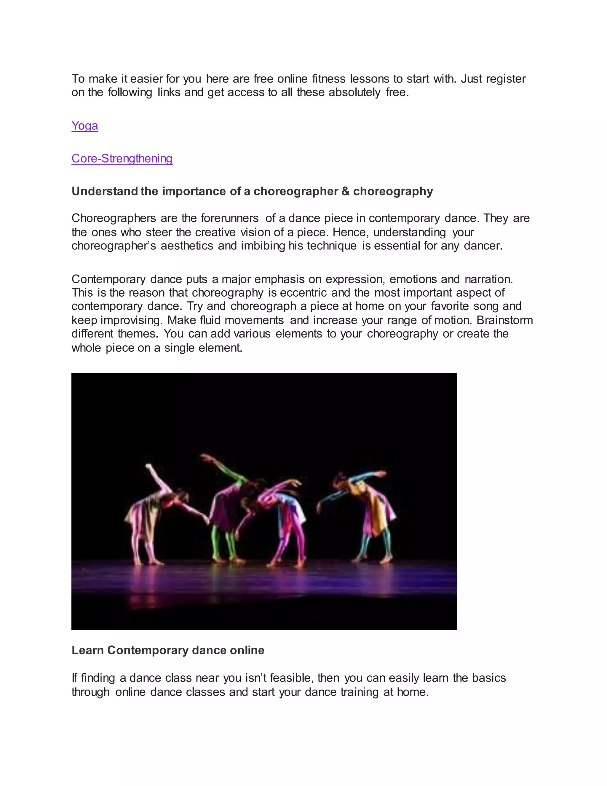 Contemporary dance for beginners | DOCX