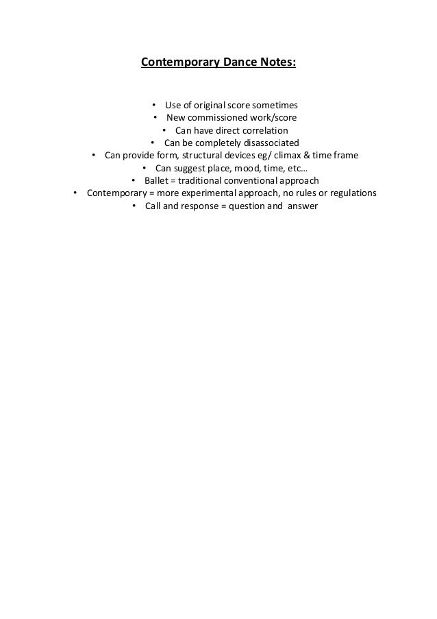 Contemporary dance notes